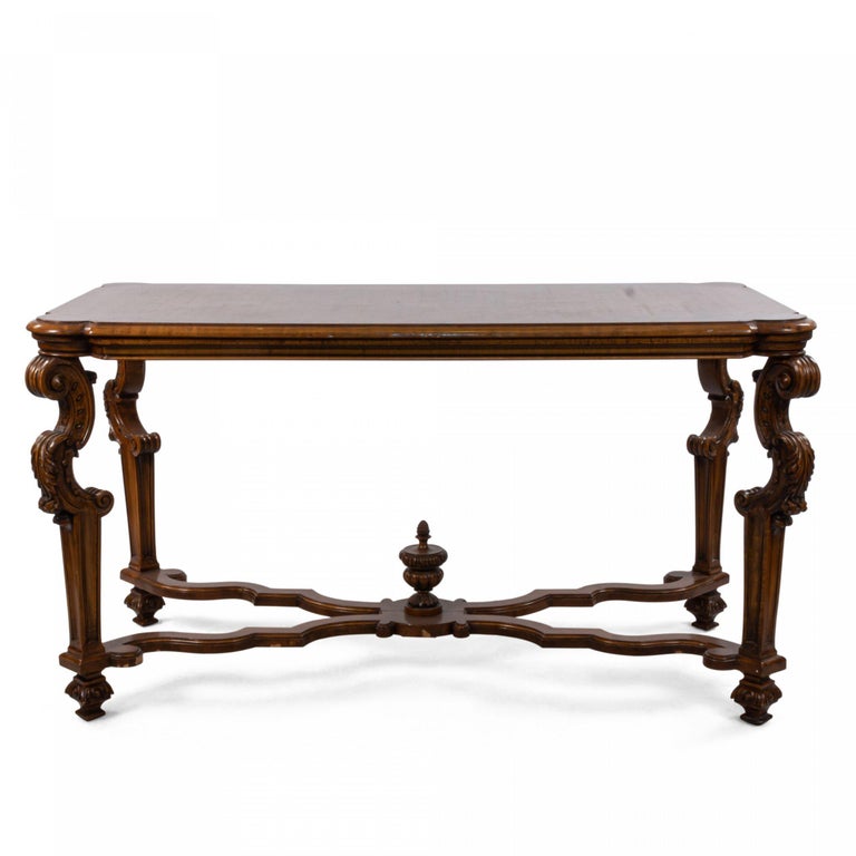 Renaissance Style Dining Table with Scalloped X-bar Stretcher For Sale ...