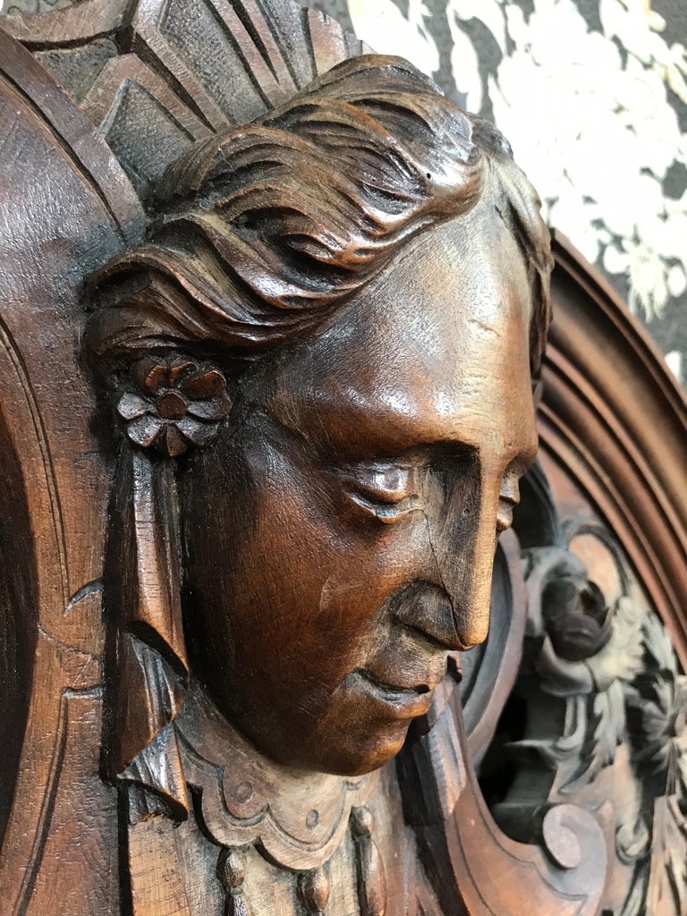 Renaissance Style Door Pediment Sculpted with a Face Napoleon 3 Period ...