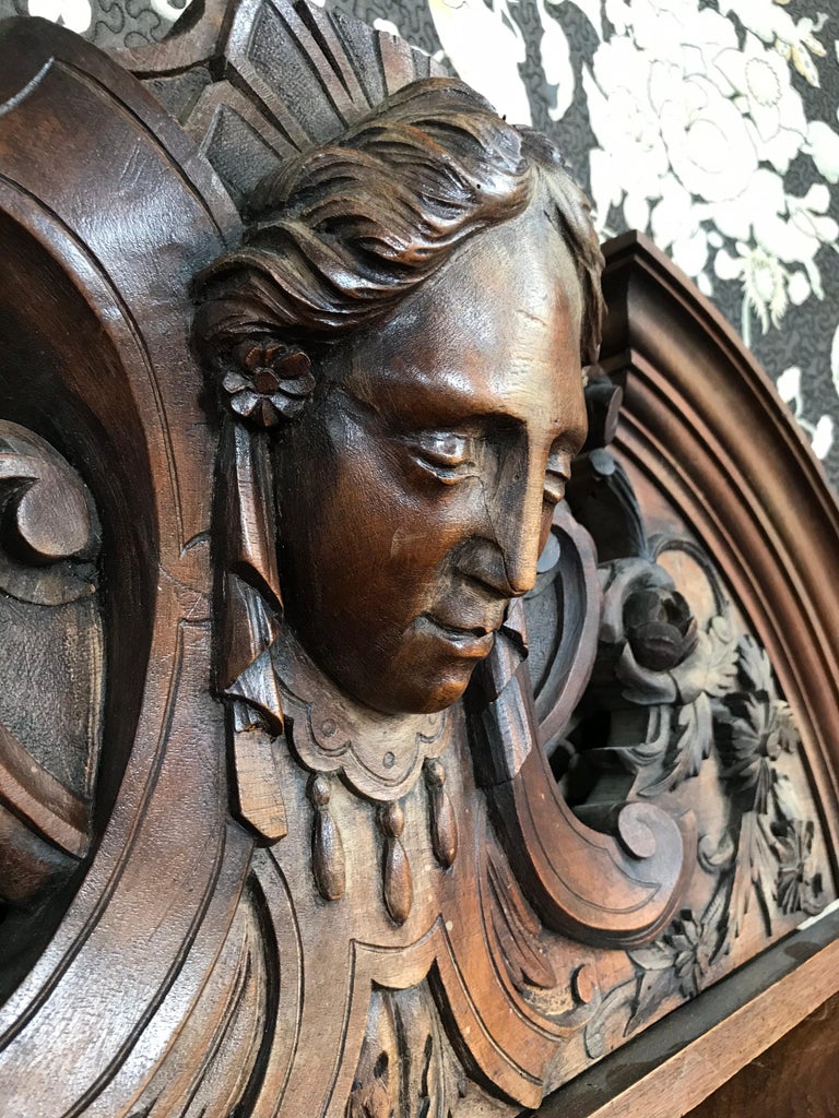 Renaissance Style Door Pediment Sculpted with a Face Napoleon 3 Period ...