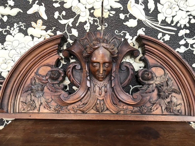 Renaissance Style Door Pediment Sculpted with a Face Napoleon 3 Period ...