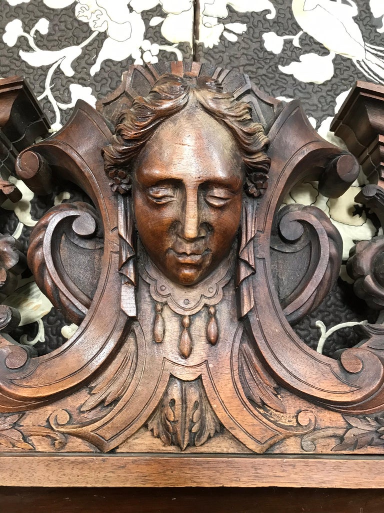 Renaissance Style Door Pediment Sculpted with a Face Napoleon 3 Period ...