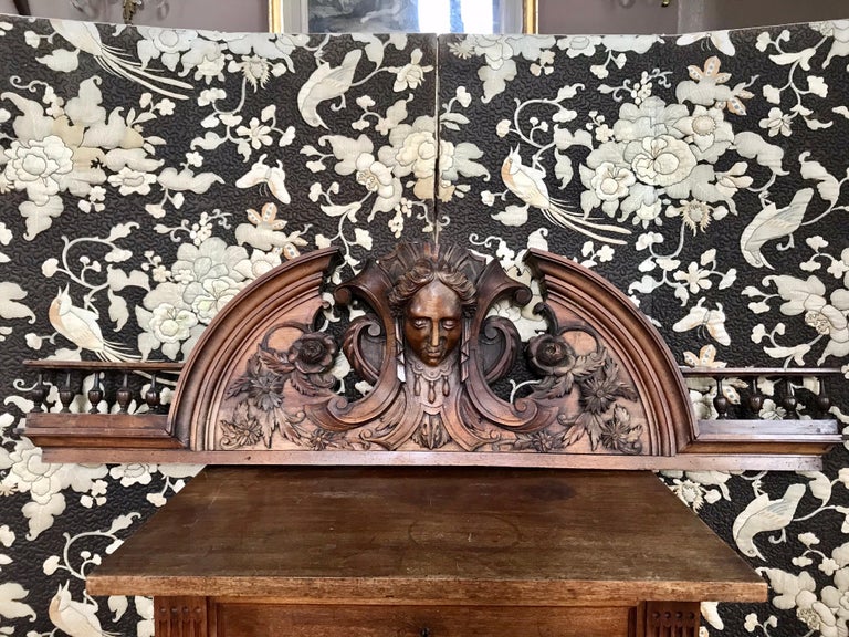 Renaissance Style Door Pediment Sculpted with a Face Napoleon 3 Period ...