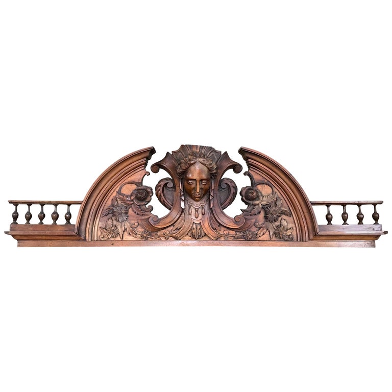 Renaissance Style Door Pediment Sculpted with a Face Napoleon 3 Period ...