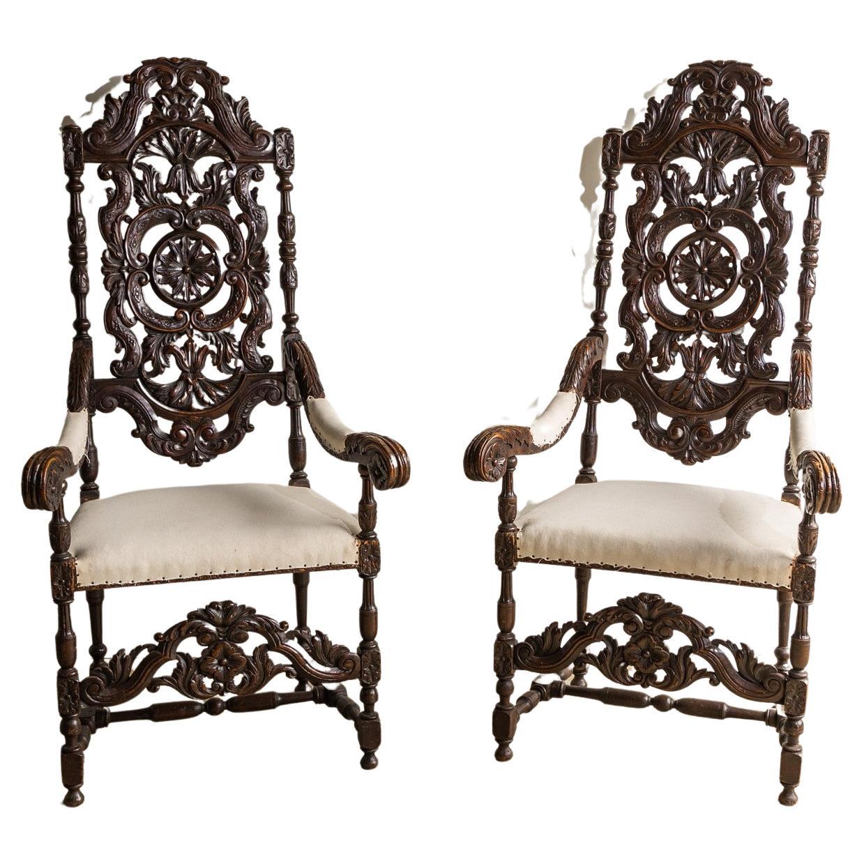 Italian Renaissance Style Walnut Savonarola Armchair For Sale at 1stDibs