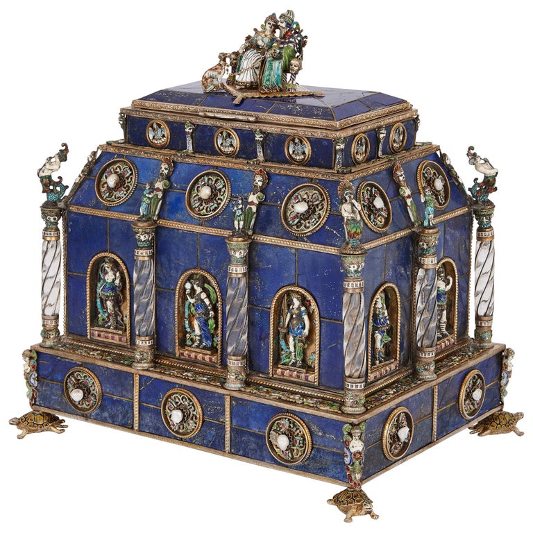 Renaissance Style Lapis Lazuli, Viennese Enamel, Silver and Gemstone ...