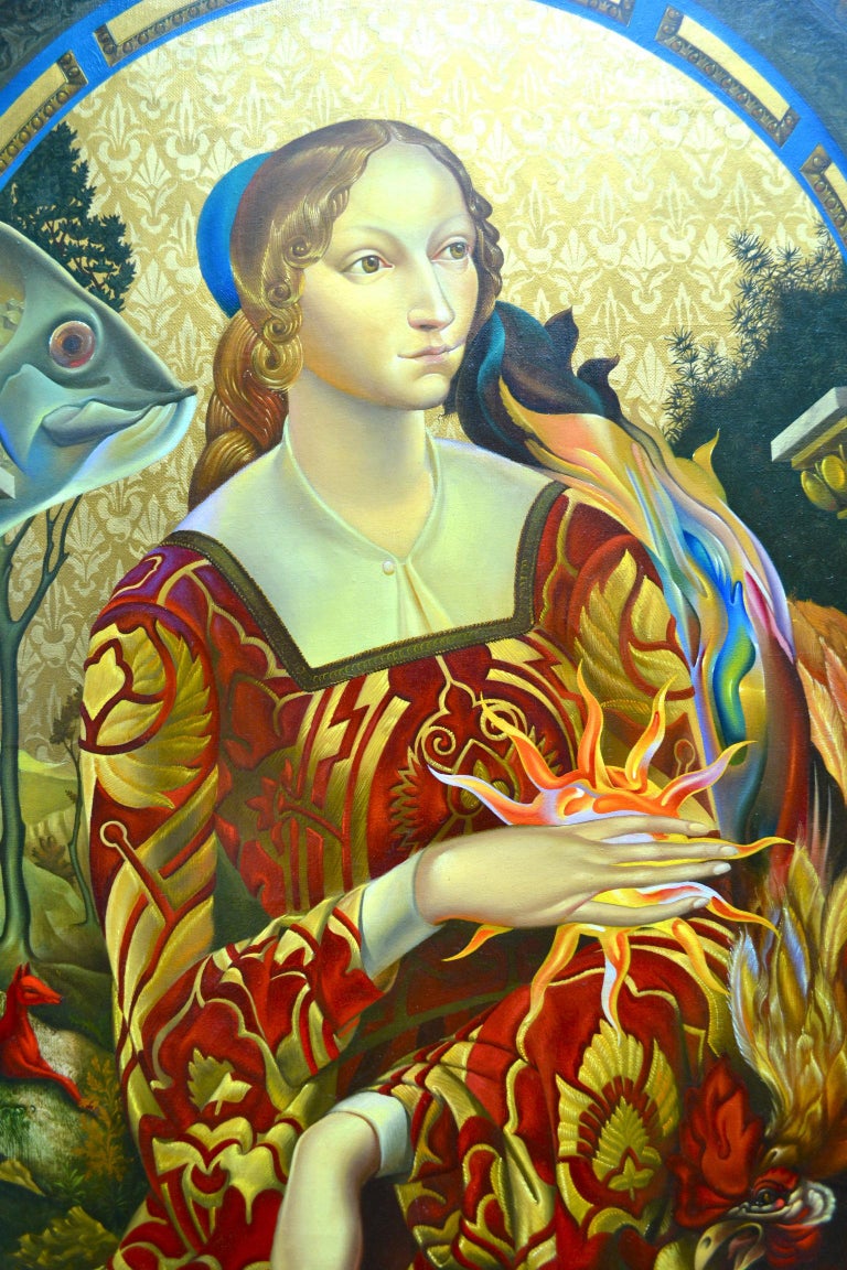 Renaissance Style Oil Painting in the Manner of Botticelli at 1stDibs