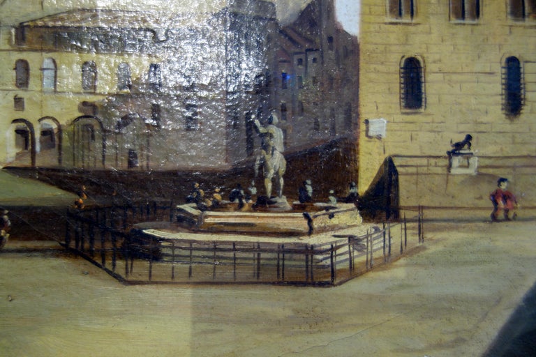 Renaissance Style Painting of Piazza Della Signoria, Palazzo Vecchio ...