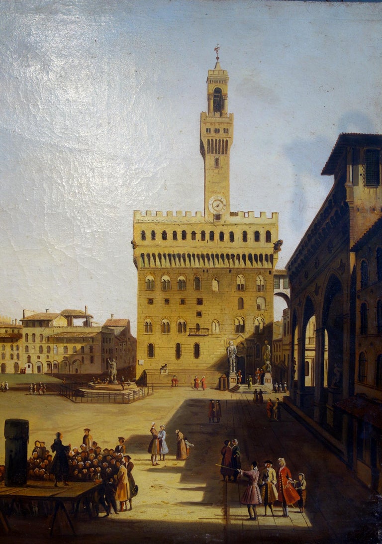 Renaissance Style Painting of Piazza Della Signoria, Palazzo Vecchio ...
