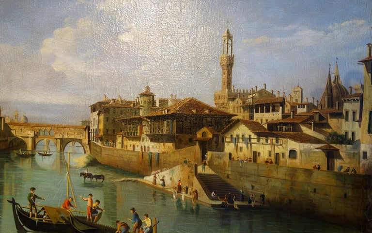 19th Century Renaissance Style Painting of Ponte Vecchio, Florence 1 of ...