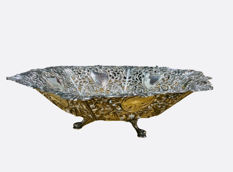 Renaissance Style Repousse Silver Plate Large Compote For Sale at 1stDibs