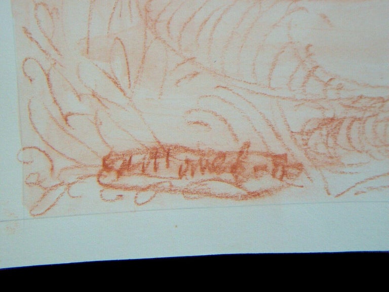 Renaissance Style Sanguine and Watercolor Drawing, Signed, Italy, 20th ...