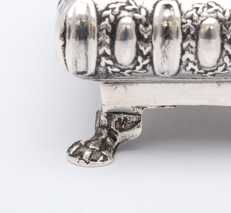 Renaissance Style Sterling Silver Paw-Footed Trinkets Box With Hinged ...