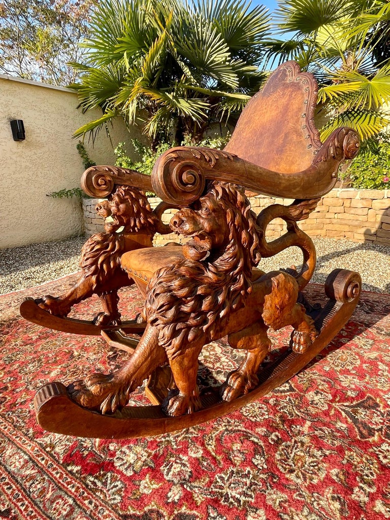 Renaissance Style, Walnut Rocking Chair Richly Carved, 19th Century For ...