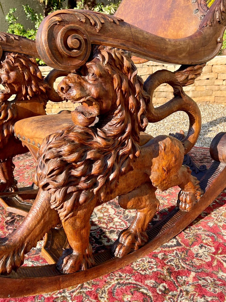 Renaissance Style, Walnut Rocking Chair Richly Carved, 19th Century For ...