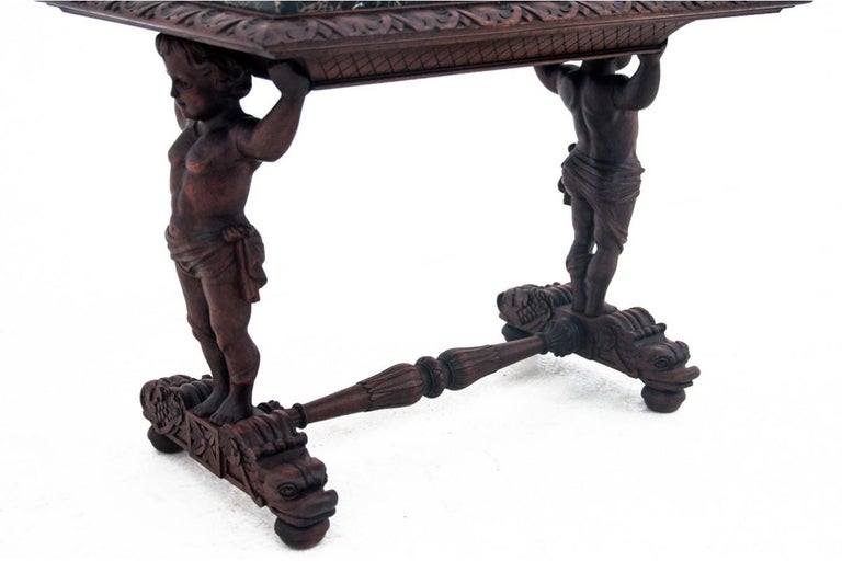 Renaissance table with marble top, France, circa 1880. For Sale at 1stDibs