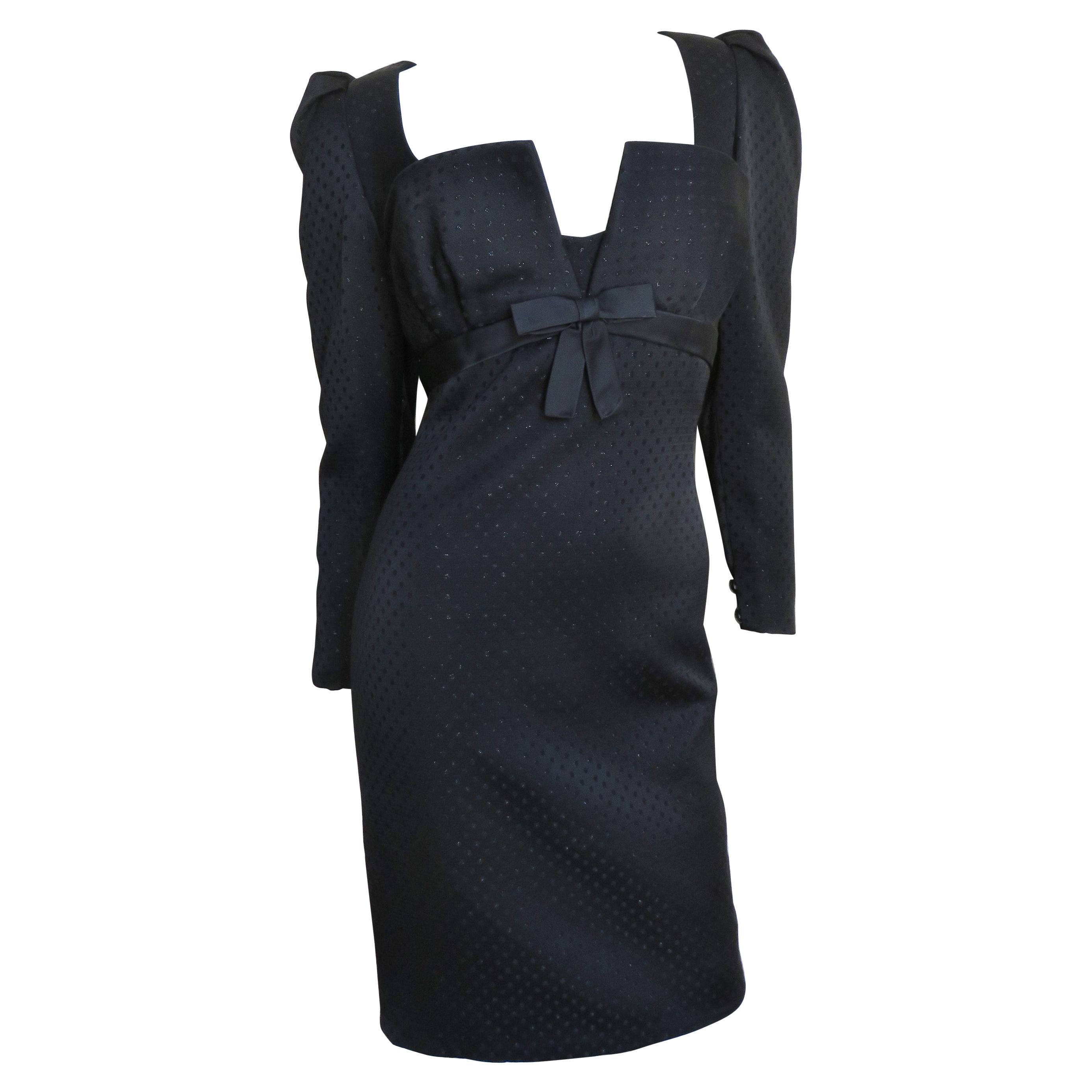 1980s Renato Balestra black silk cocktail dress with tails at 1stDibs