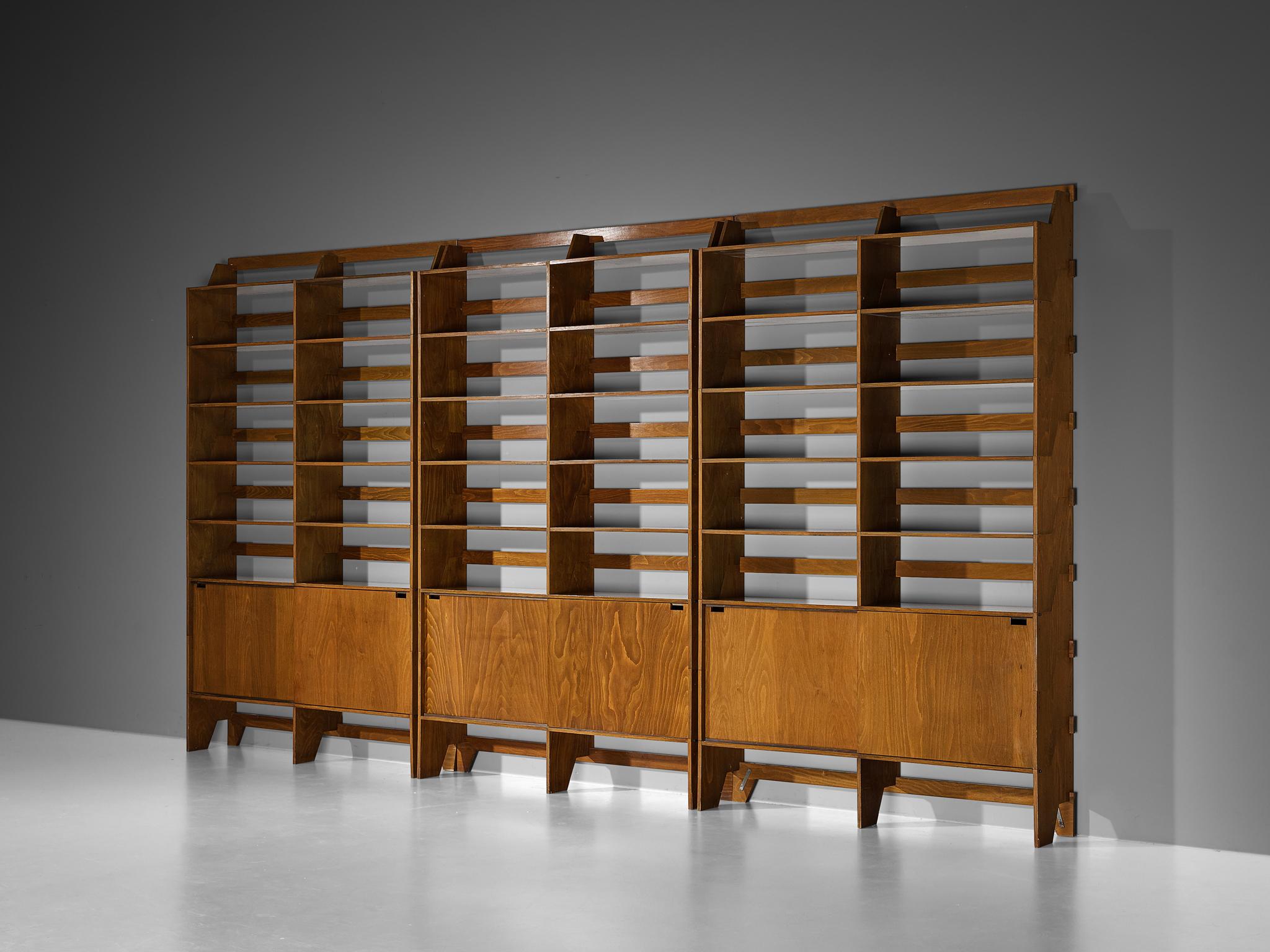 Renato Forti for MC Selvini Large Modular Bookcase in Plywood For Sale ...
