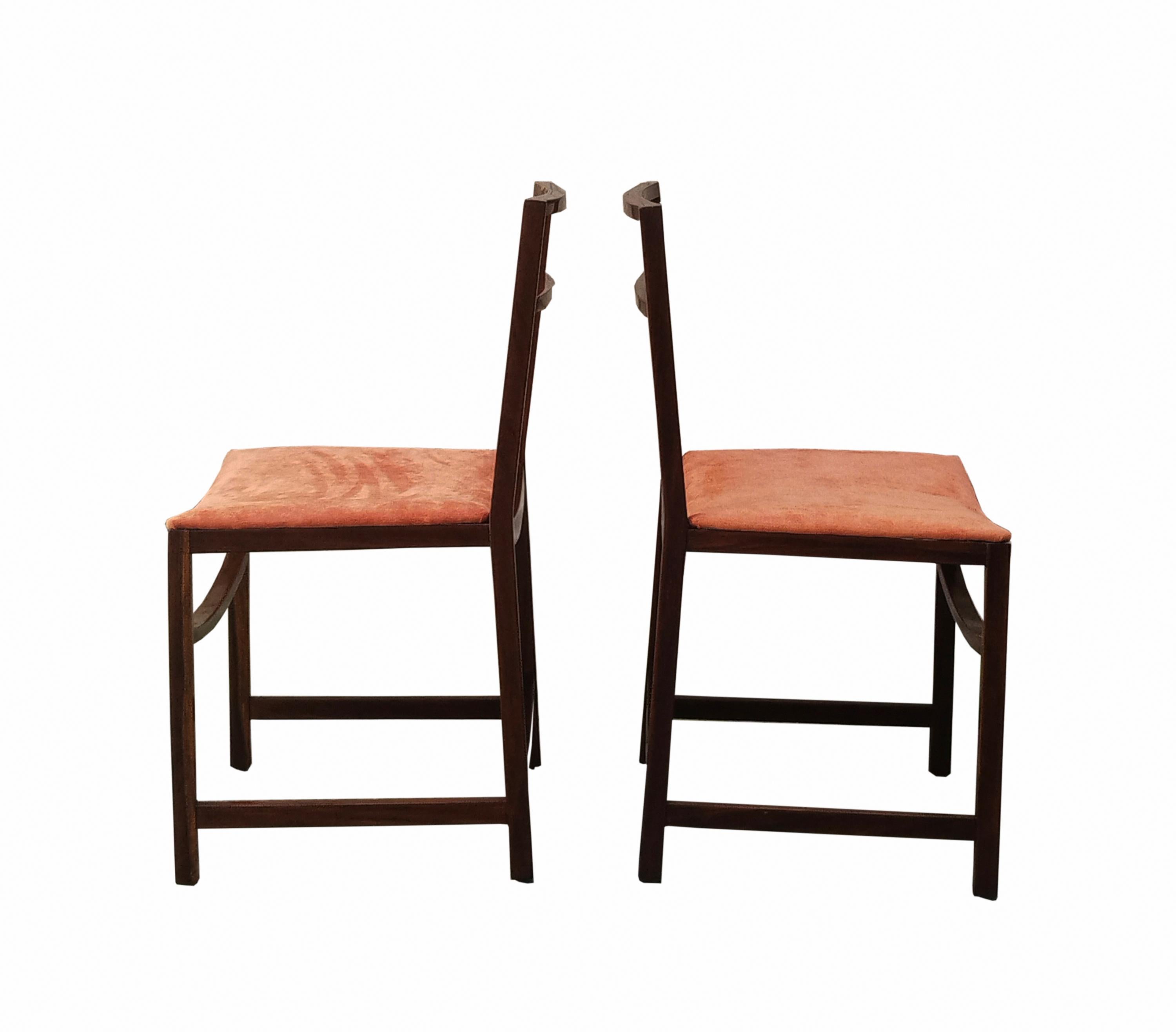 Renato Venturi for Mim Pair of Orange Fabric and Wood Chairs, Italy ...