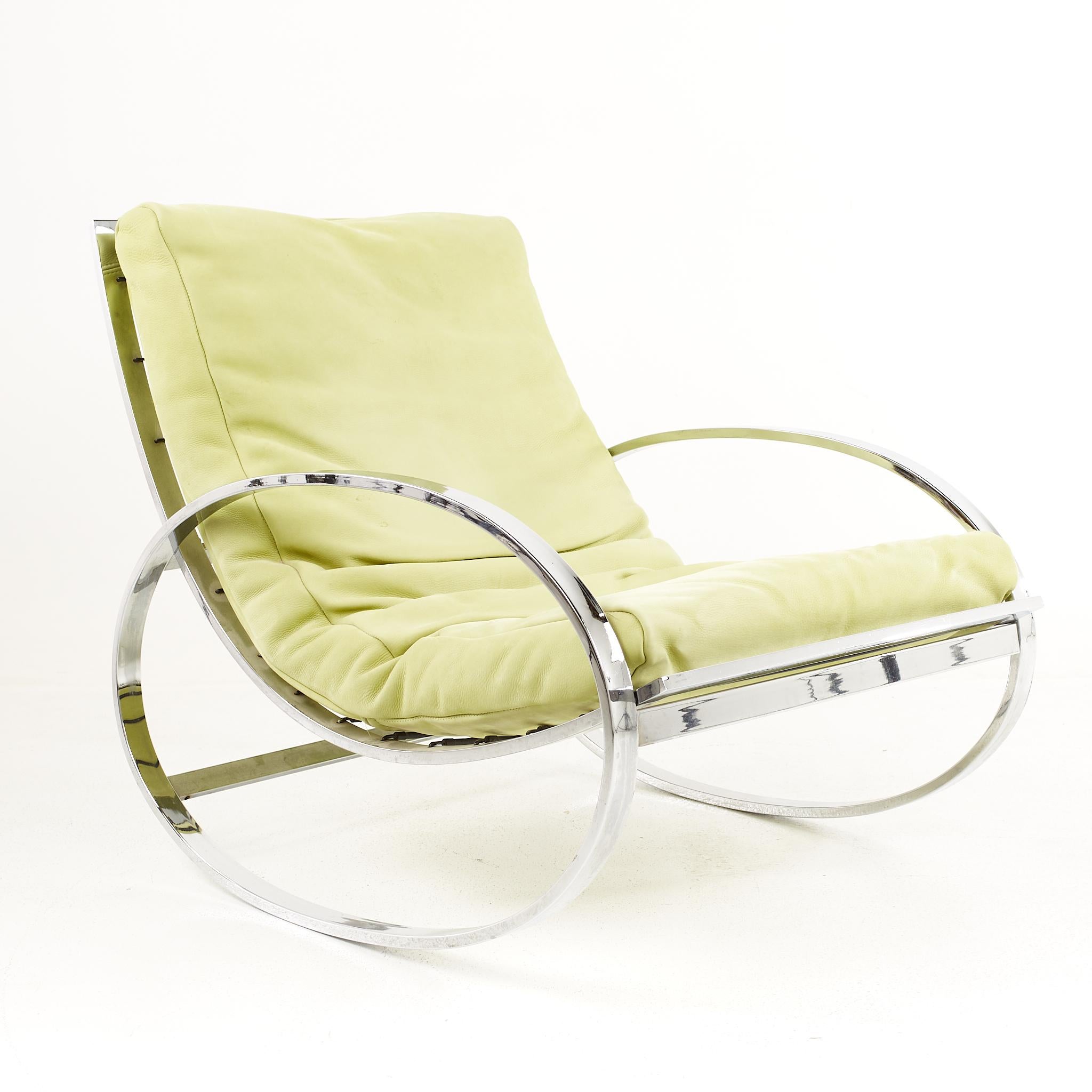 Renato Zevi for Selig Mid Century Chrome Elliptical Rocking Chairs, A ...