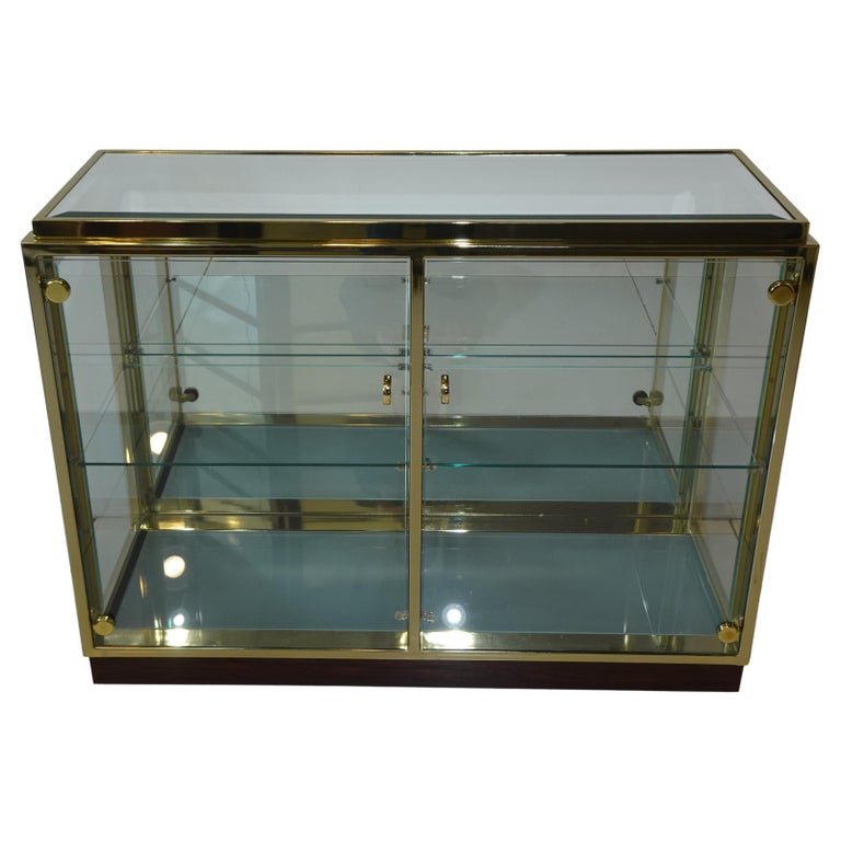 Renato Zevi Italian Brass Rosewood Glass Light Up Bar Cabinet at 1stDibs