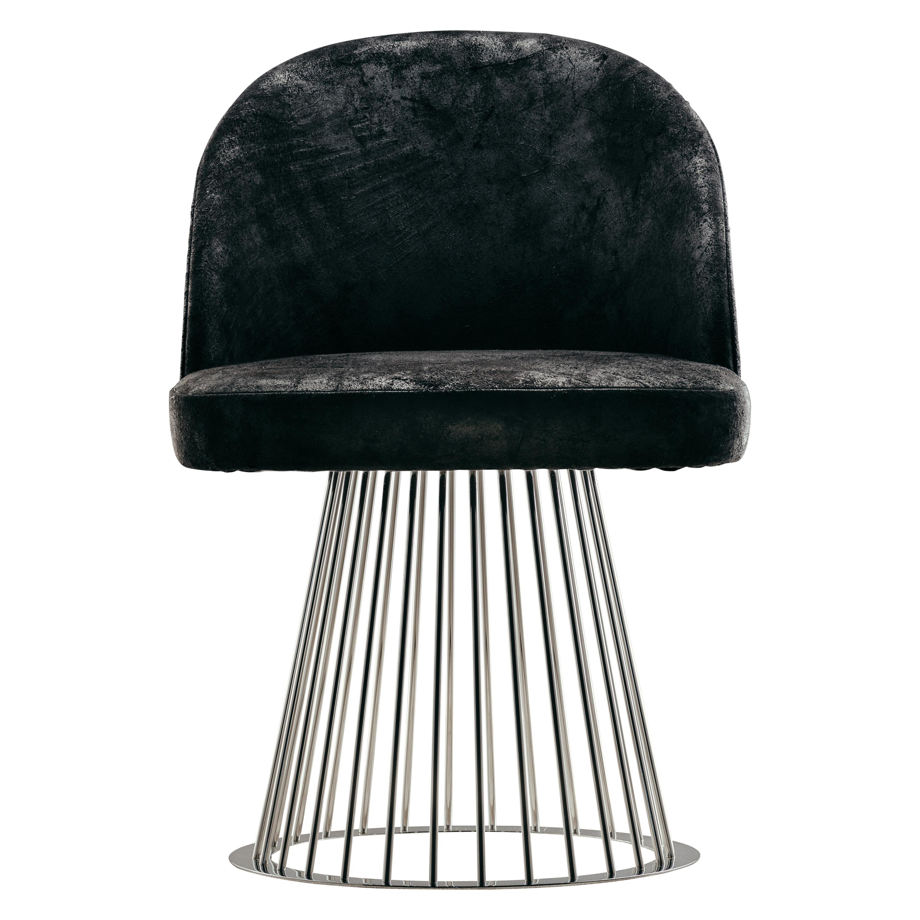Denise Chair in Smooth Velvet and Metal Bronze Leather For Sale at 1stDibs