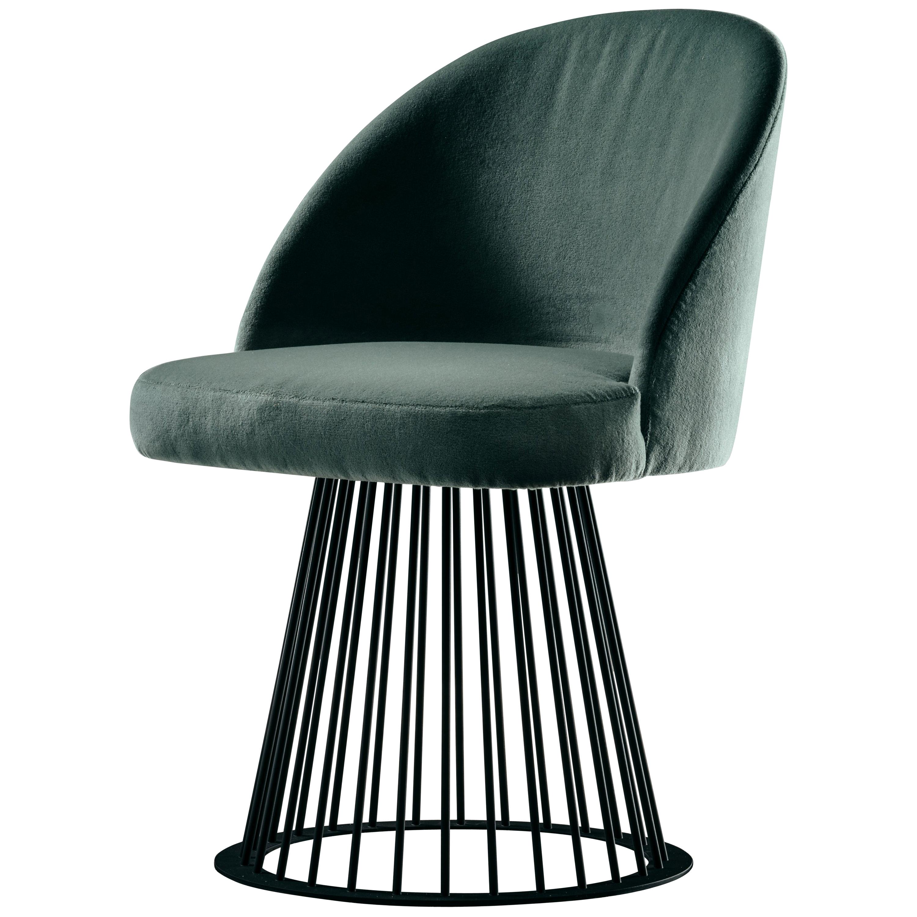 Denise Chair in Smooth Velvet and Metal Bronze Leather For Sale at 1stDibs