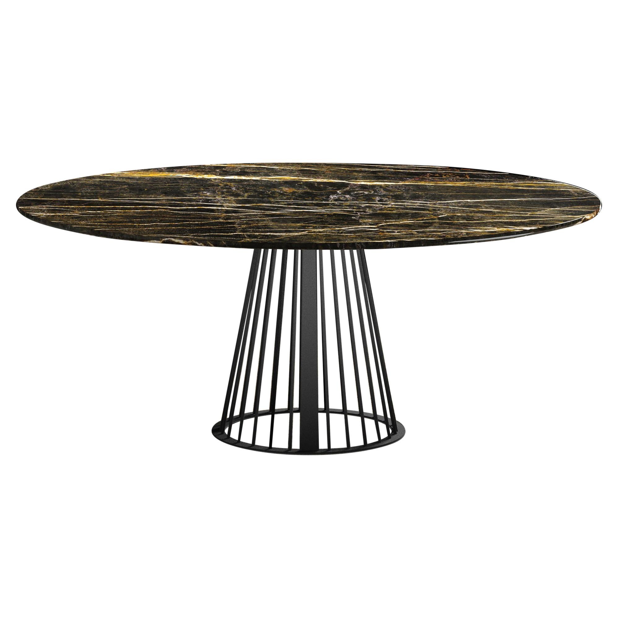 19060s Round Dining Table with Arabescato Marble Top at 1stDibs