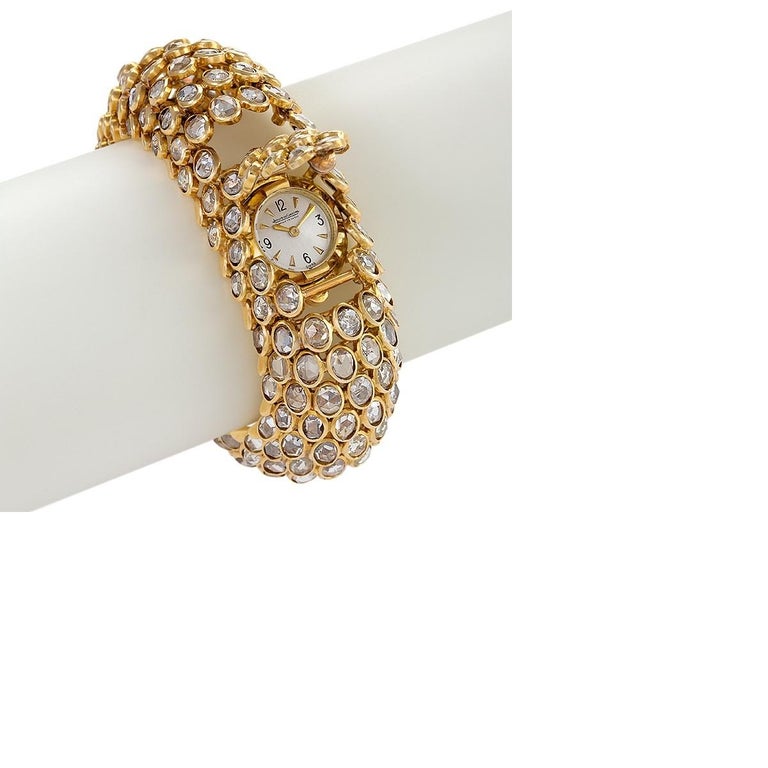 Rene Boivin Gold and Diamond Fishscale Design Bracelet Watch For Sale ...