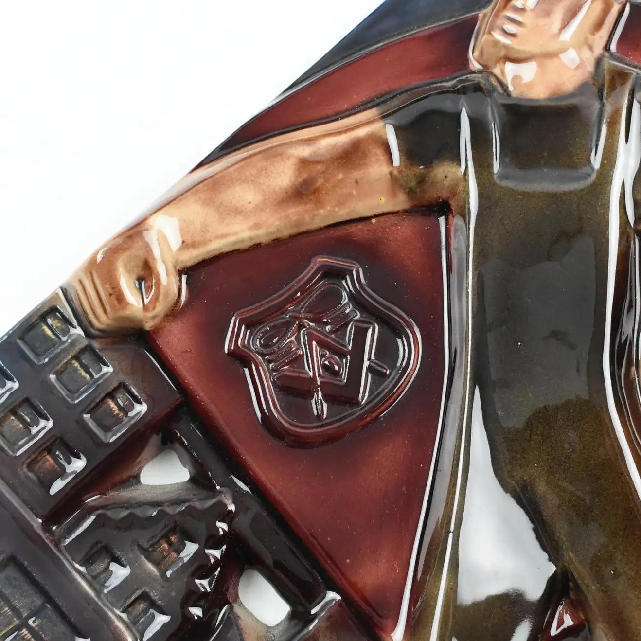 Rene Boschmans for Coceram Cubist Ceramic Tile with Masonic Sign, a ...