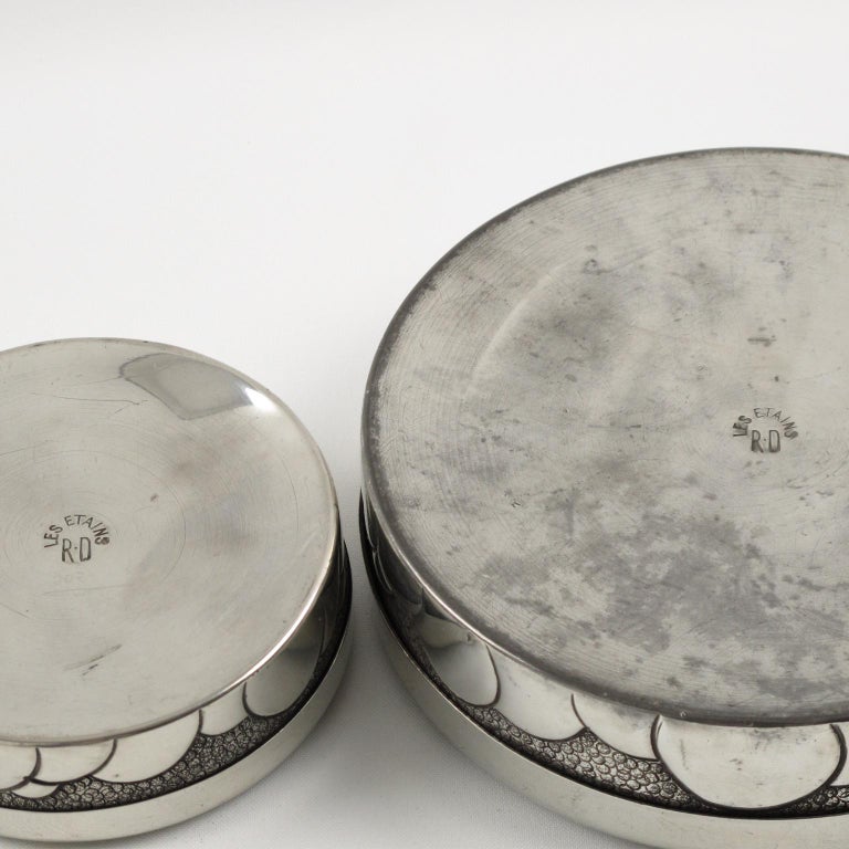 René Delavan French Art Deco Dinanderie Polished Pewter Box, Set of 2 ...