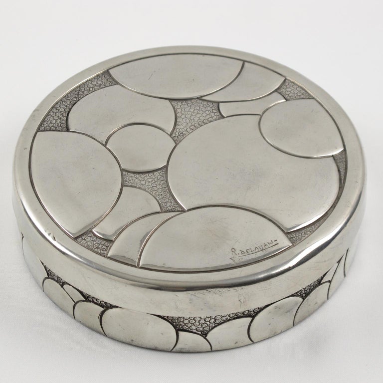 René Delavan French Art Deco Dinanderie Polished Pewter Box, Set of 2 ...