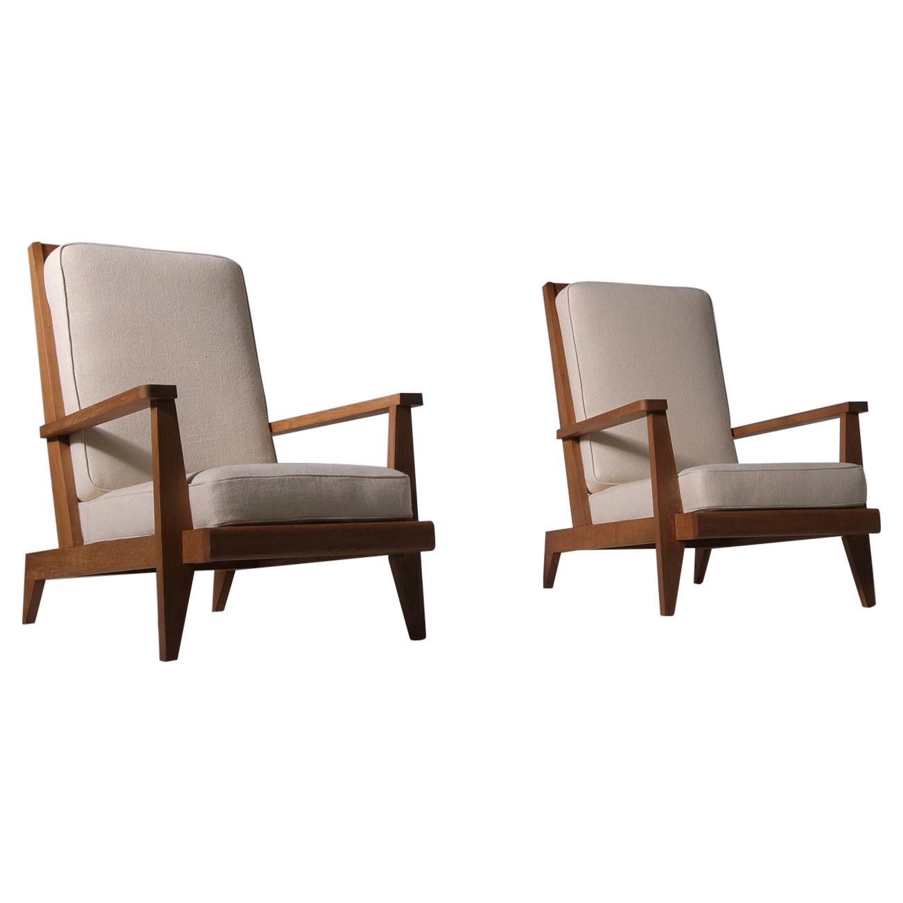 Rene Gabriel Pair Upholstered Side Chairs, France, Mid Century For Sale ...