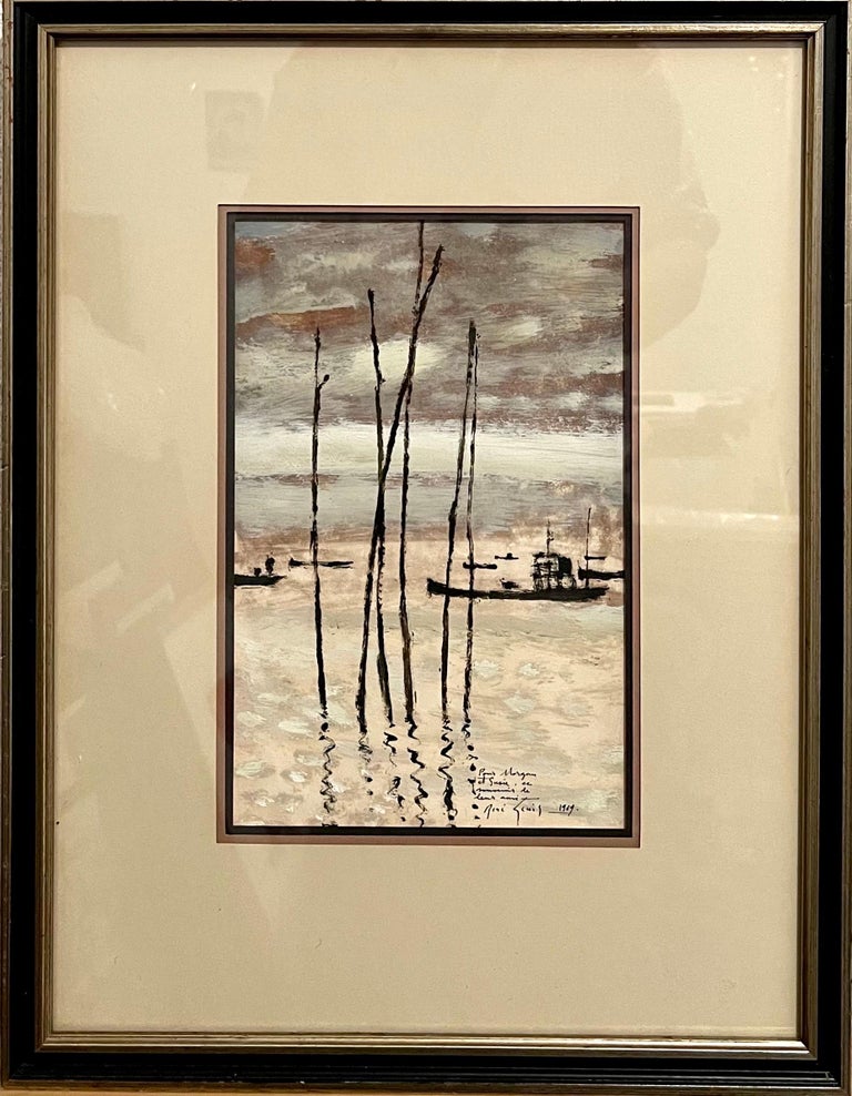 René Genis - French Harbor Painting Ecole Paris Rene Genis Vietnam ...