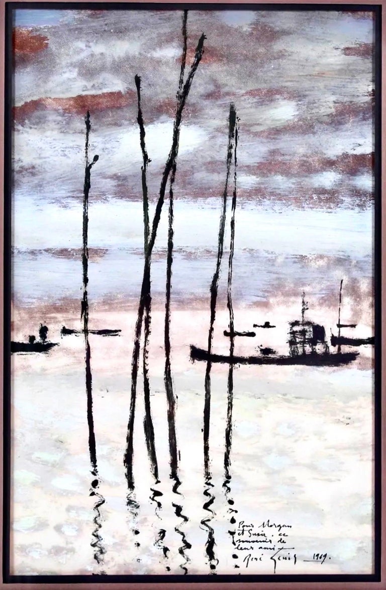 René Genis - French Harbor Painting Ecole Paris Rene Genis Vietnam ...