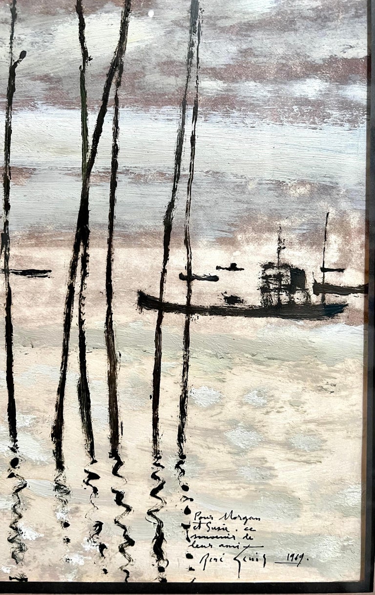 René Genis - French Harbor Painting Ecole Paris Rene Genis Vietnam ...