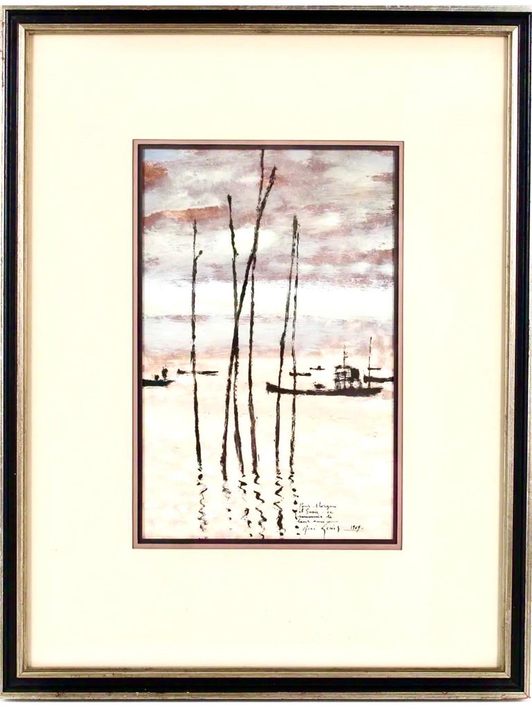 René Genis - French Harbor Painting Ecole Paris Rene Genis Vietnam ...