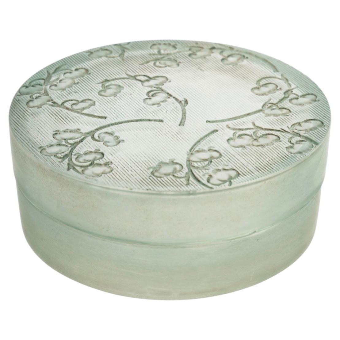 1927 René Lalique Box Dinard Frosted Glass with Sepia Patina, Roses ...