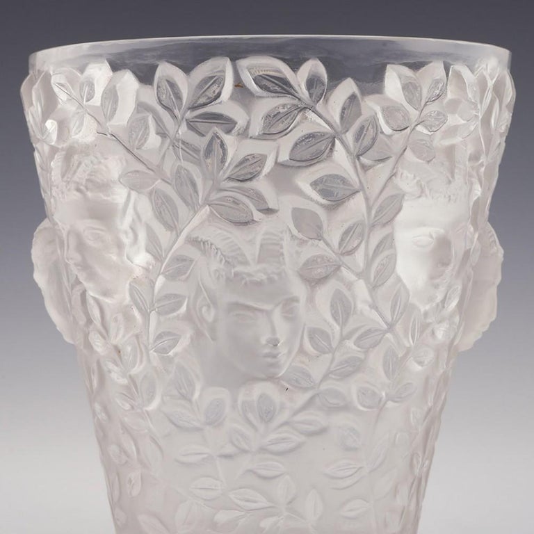 Rene Lalique 1938 Art Deco Silenes Glass Vase Repeating Classical Faun ...
