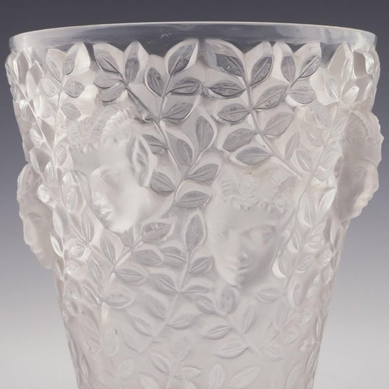 Rene Lalique 1938 Art Deco Silenes Glass Vase Repeating Classical Faun ...