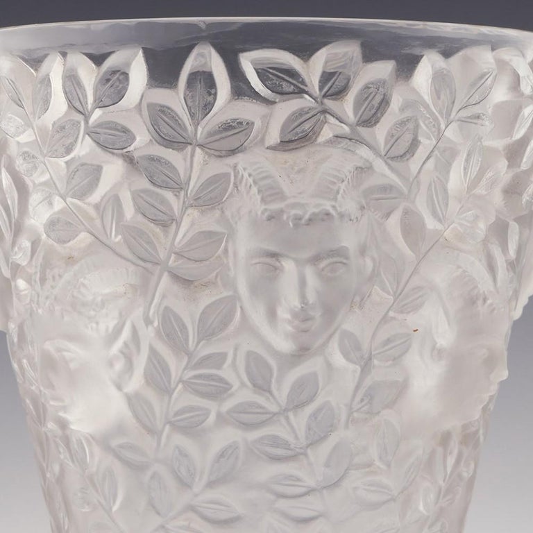 Rene Lalique 1938 Art Deco Silenes Glass Vase Repeating Classical Faun ...