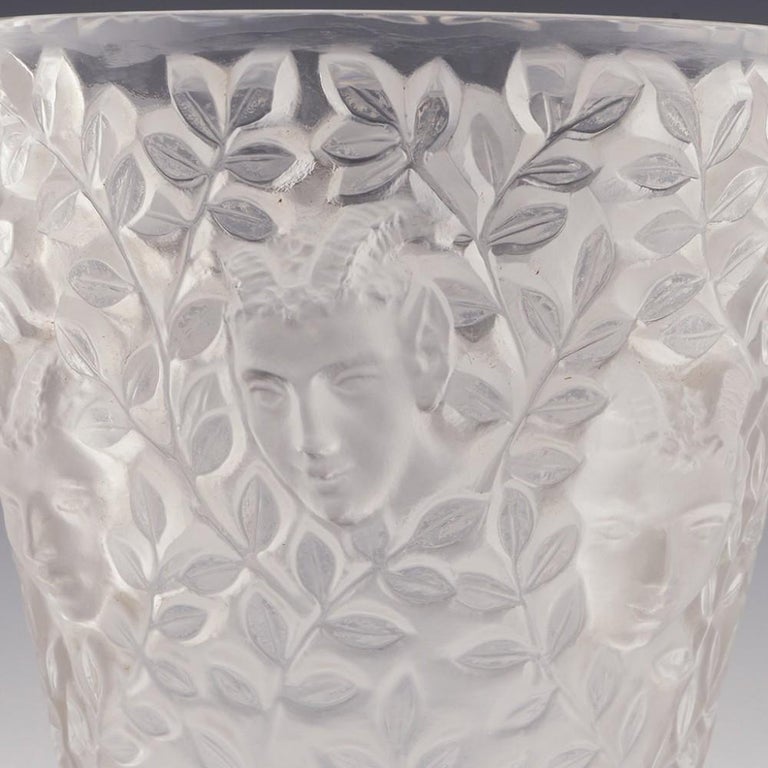 Rene Lalique 1938 Art Deco Silenes Glass Vase Repeating Classical Faun ...