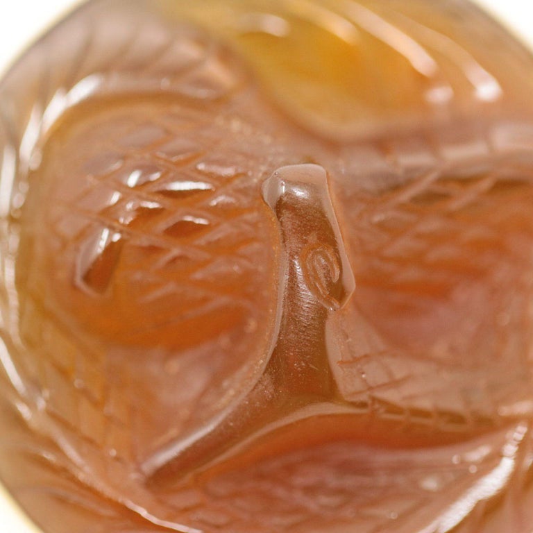 Rene Lalique Amber Glass 'Serpent' Brooch For Sale at 1stDibs