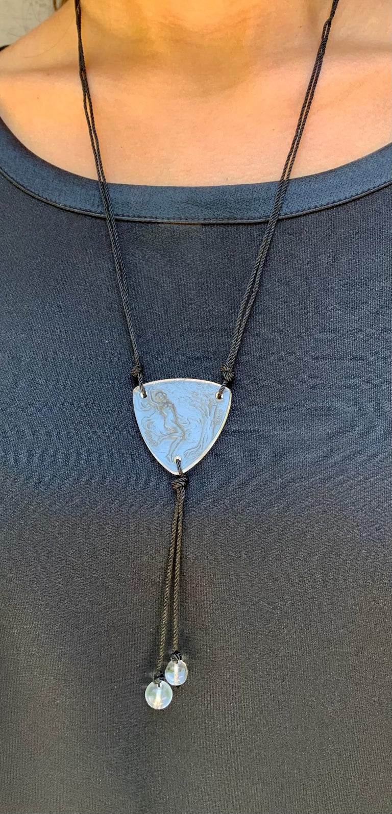 René Lalique Art Deco Fioret Paris Dancing Nude Frosted Glass Pendant ...