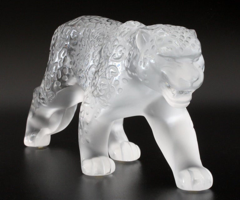 Rene Lalique Boxed Large Frosted Art Glass Jaguar Cat For Sale At 1stdibs