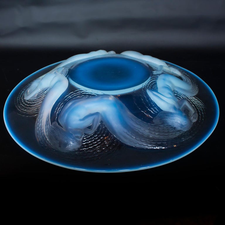 René Lalique "Calypso" Blue Opalescent Charger Swirling Nymphs, circa ...