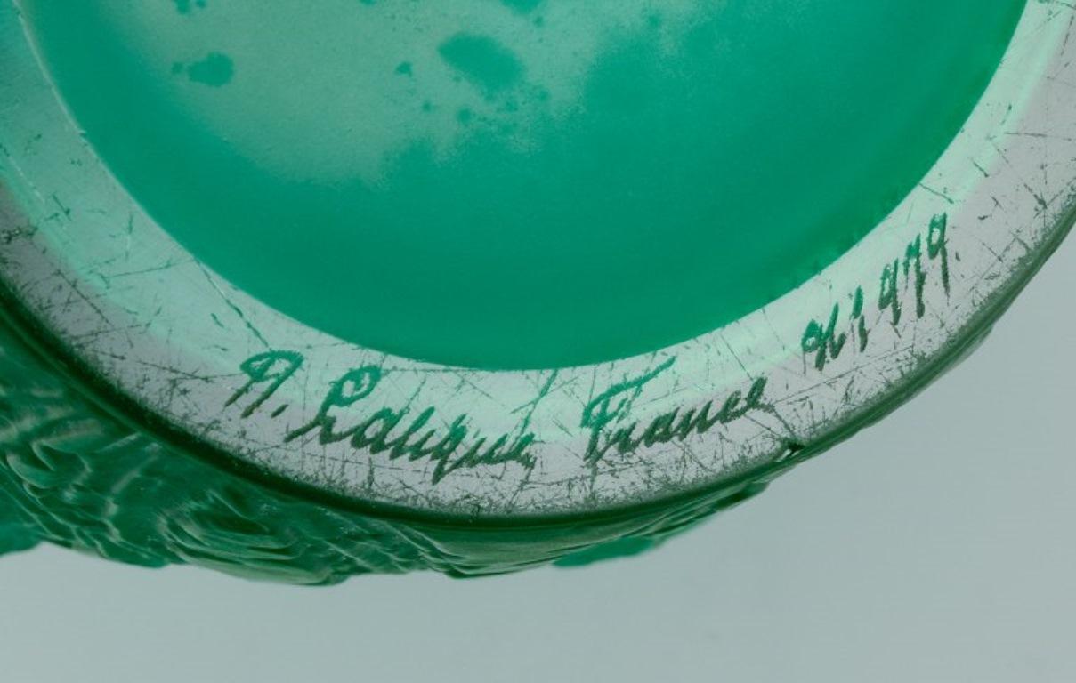 René Lalique, France, Rare Domremy Art Glass Vase in Emerald Green, Ca ...