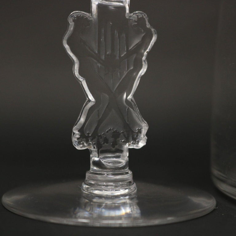 Rene Lalique Glass Decanter with Pair of Glasses 'Strasbourg' Design ...