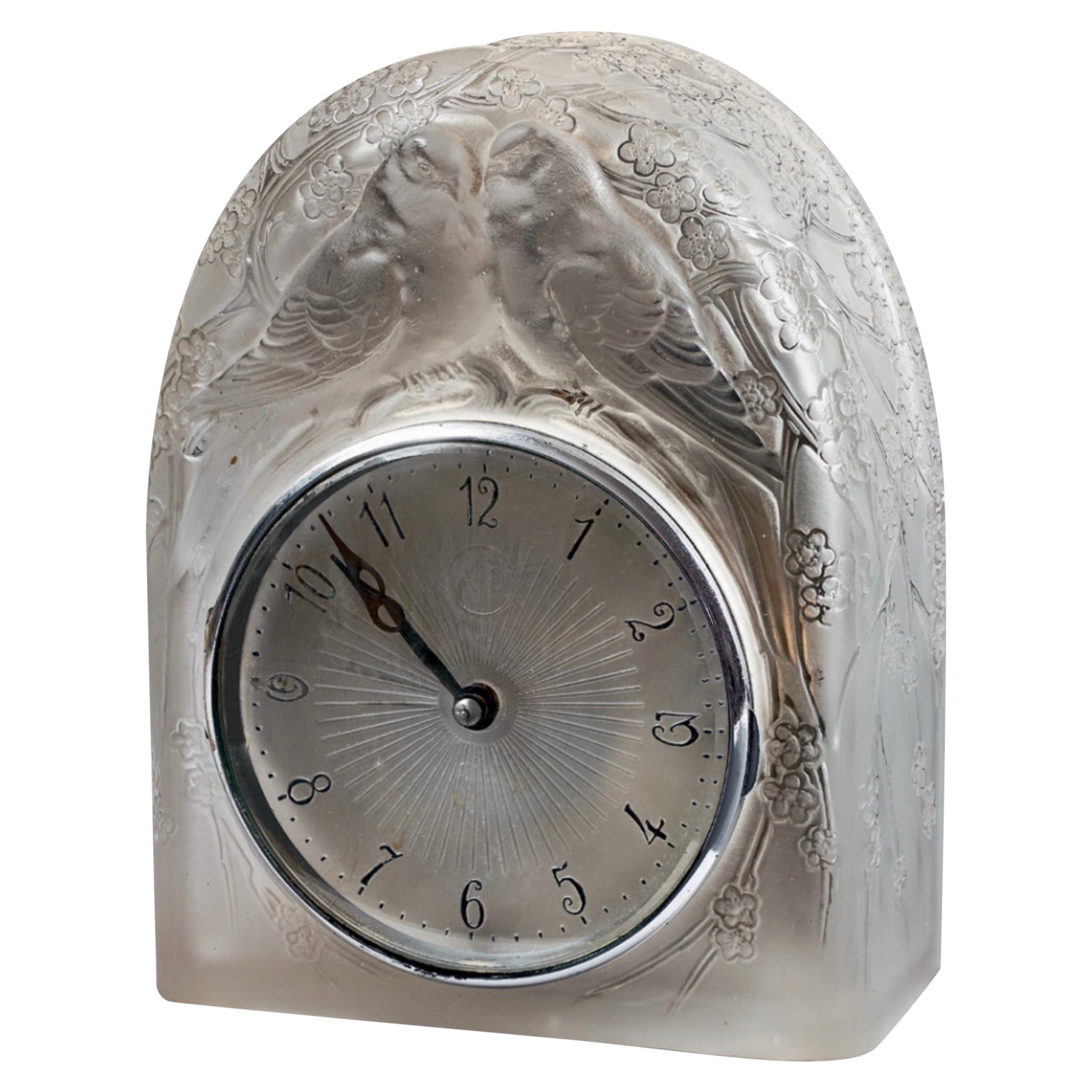 Rene Lalique Clock" Moineaux" at 1stDibs