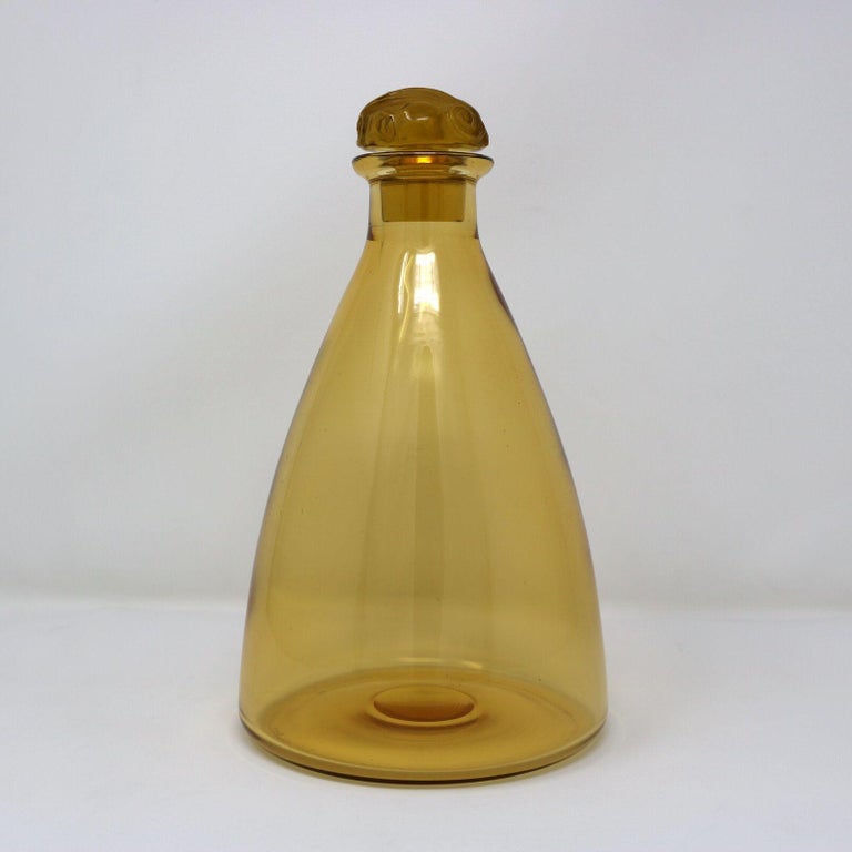 Rene Lalique Yellow-Amber Glass Marienthal Decanter For Sale at 1stDibs
