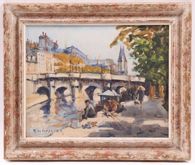 Rene Le Forestier - French Figural Cityscape Oil Painting by Rene Le Forestier - A VIEW OF THE ...